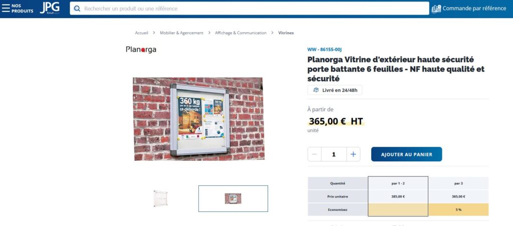 Vitrine murale Planorga d'affichage extérieur a clé 70x50cm - Mobilier ...